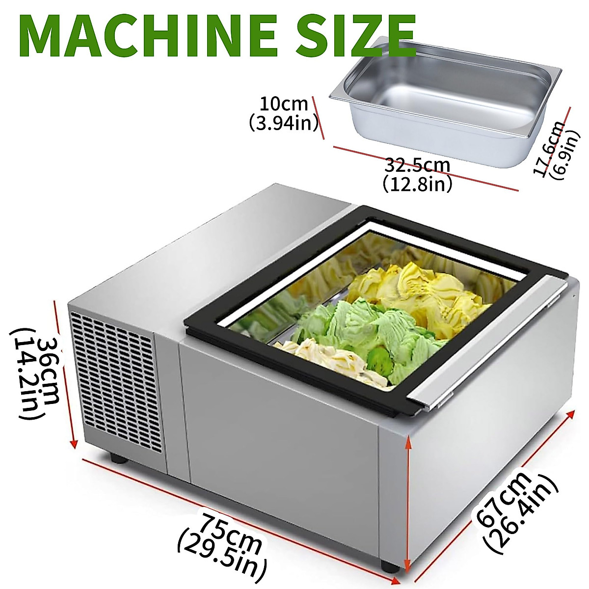 Wixkix White Hard Ice Cream Showcase, Gelato Dipping Cabinet Gelato Display Refrigerator, Digital Control Panel Countertop Display Case Freezer for Dessert Shop