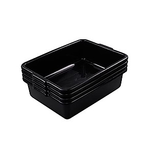 Buyitt 4-Pack 24 L Commercial Bus Box, Plastic Utility Bus Tubs, Black