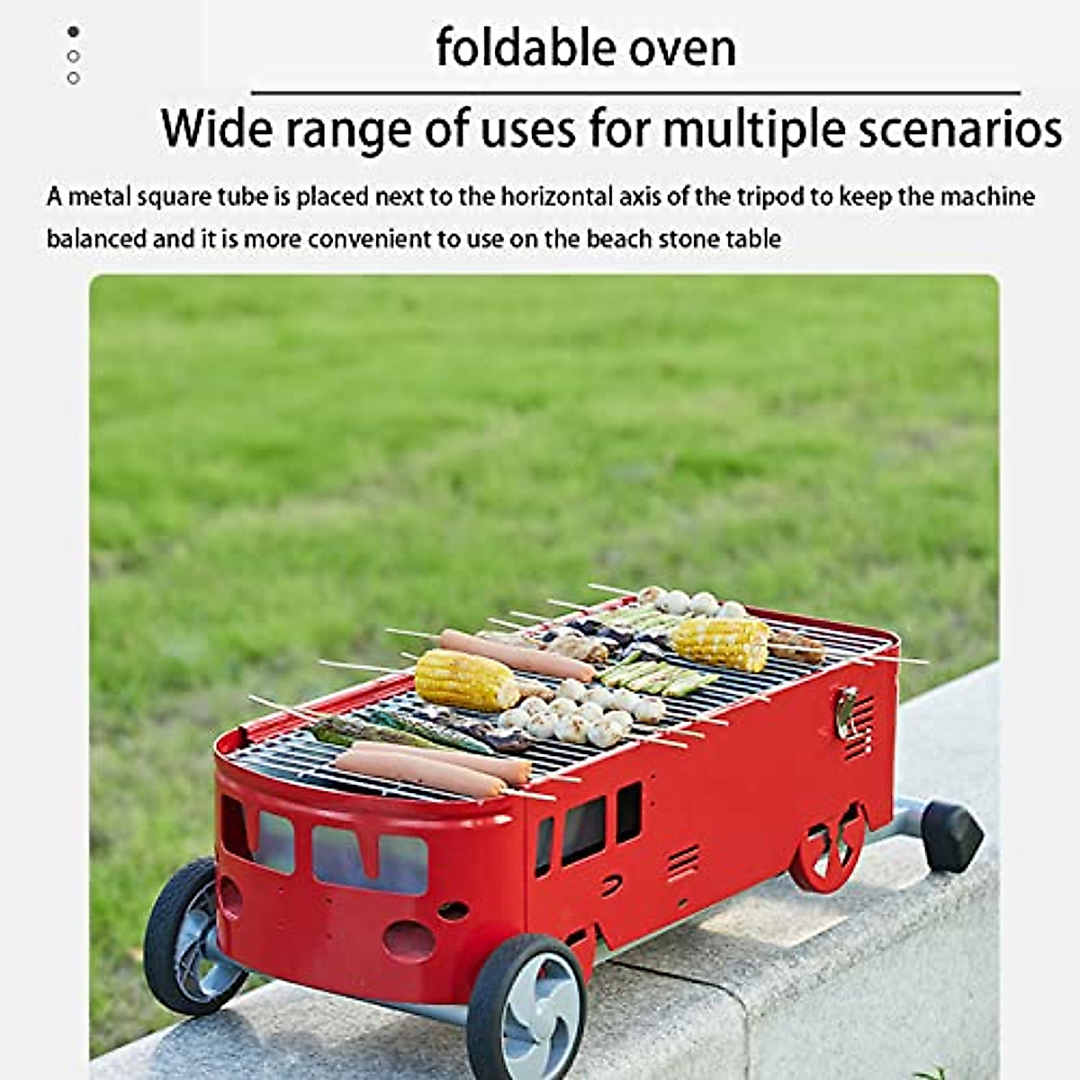 Camping Folding Car Portable Barbecue,with Folding Table Home Outdoor Courtyard Charcoal Grill Picnic