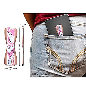 Universal Phone Grip for Most Smartphones, Mini Tablets and Cases, Marble Rose Design Colored Elastic Strap with Mauve Rose Base, LH-01-MarbleRose