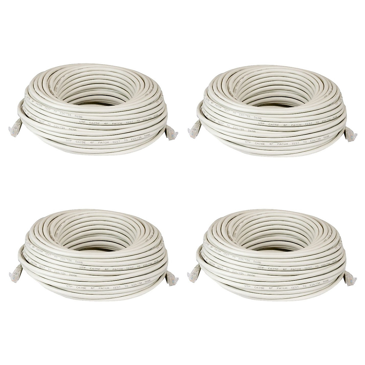 (4) 100 Feet Cat5e Ethernet Patch Cables - RJ45 Network Wire Cord for PoE Switch ( 4 Pack, 100 FT - 30.5 Meter )