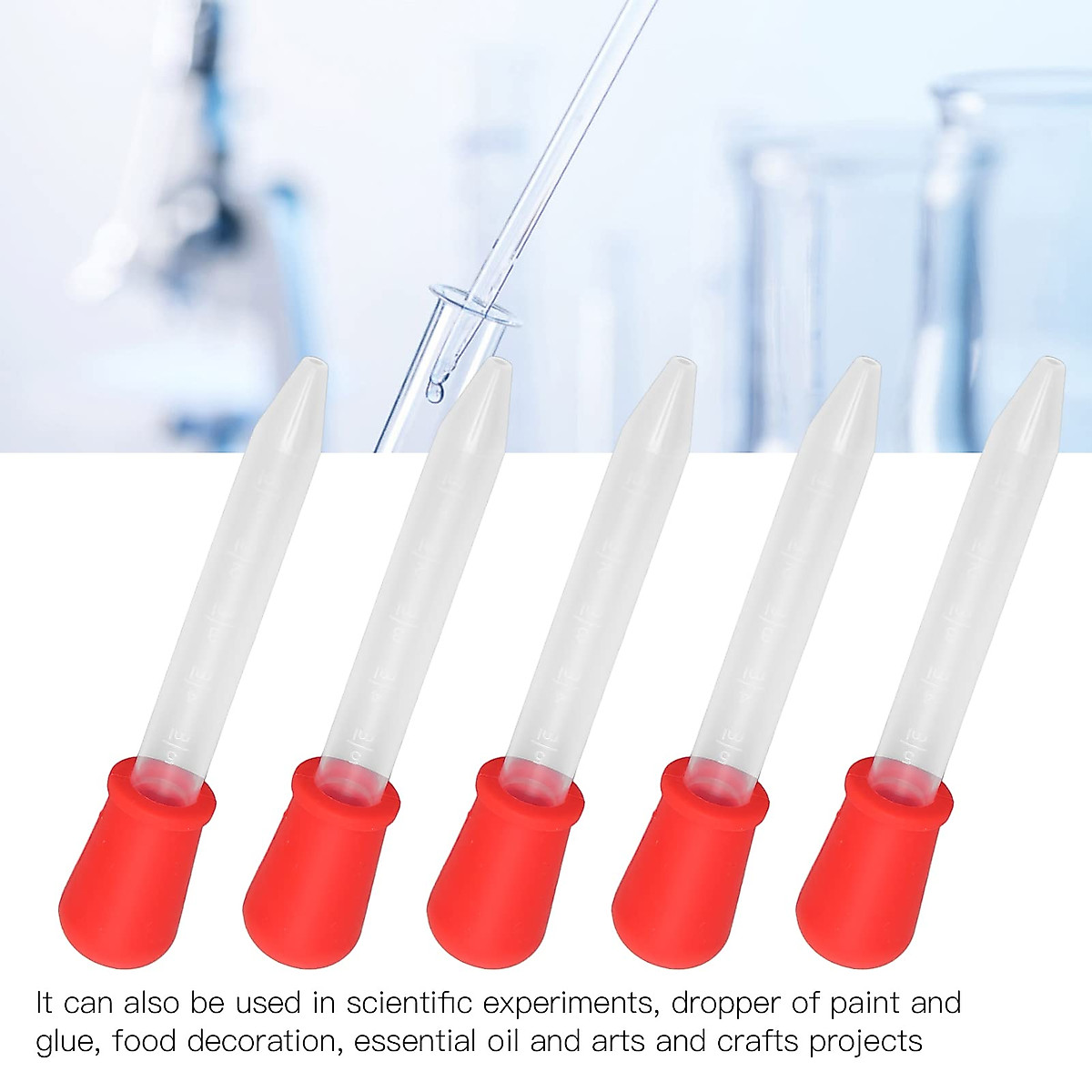 5Pcs Liquid Droppers, 5ml Silicone Material Easy Clean Making Disposable DIY Eye Dropper with Bulb Tip for Kids Candy (Red)