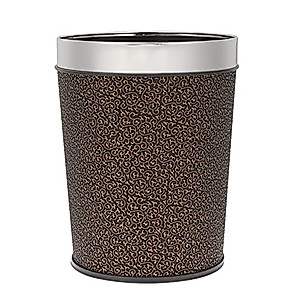 Zerodeko European Style Garbage Bin Vintage Round Trash Can Toilet Trash Storage Bin Pressing Ring Rubbish Can Garbage Container Home Decoration (Black+ Silver)