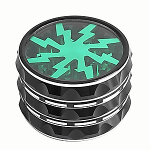VRUPINZE 2.5 inch Hand Crank Aluminium Large Grinder with Clear Top, Black