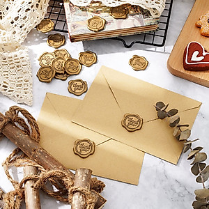 Whaline 50Pcs Thank You Wax Seal Stickers Gold Envelope Seal Stickers 3D Self-Adhesive Embossed Stickers for DIY Greeting Invitation Cards Snail Mails Wine Packages Gift Decor