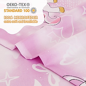 Yibeizi Unicorn Twin Sheets Set for Girls, Kids Cute Princess Printed Bedsheets Microfiber Deep Pocket Bed Sheet & Pillowcase Sets 3 Pieces