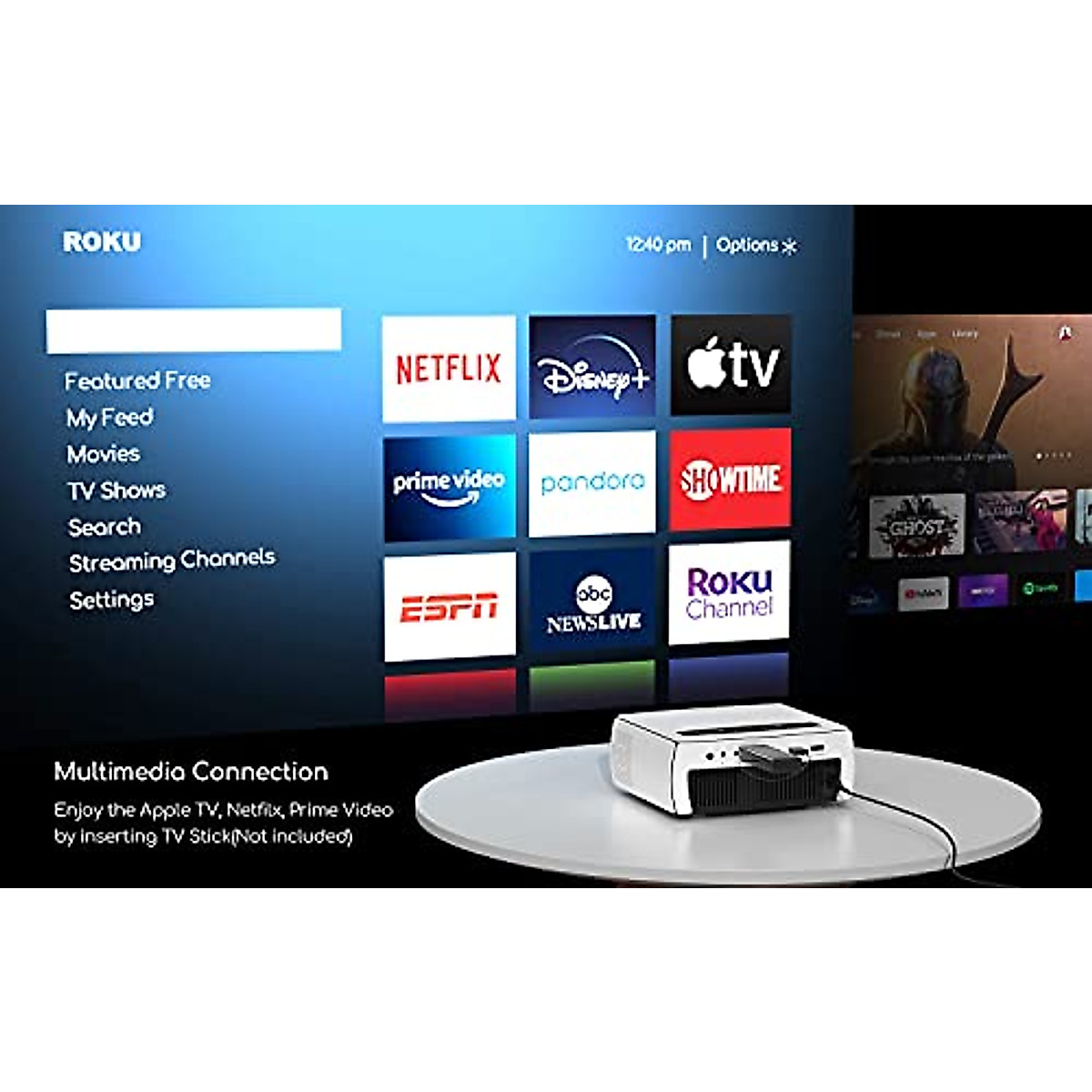 COOAU WiFi Bluetooth Projector HD 1080p Compact Portable Projector, 220ANSI Dolby Sound Support Movie Projector for Outdoor Indoor Home Theater Compatible TV Stick, HDMI, Phone, Laptop, DVD, Ceiling