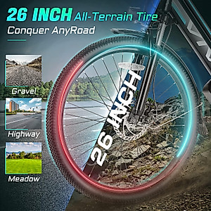 Vivi Electric Bike 500W, 26" Ebike for Adults Electric Bicycle Step Through with Removable 36V 288Wh Lithium Battery, 20MPH Commuter Ebike, Up to 50 Miles, Cruise Control, Professional 7 Speed