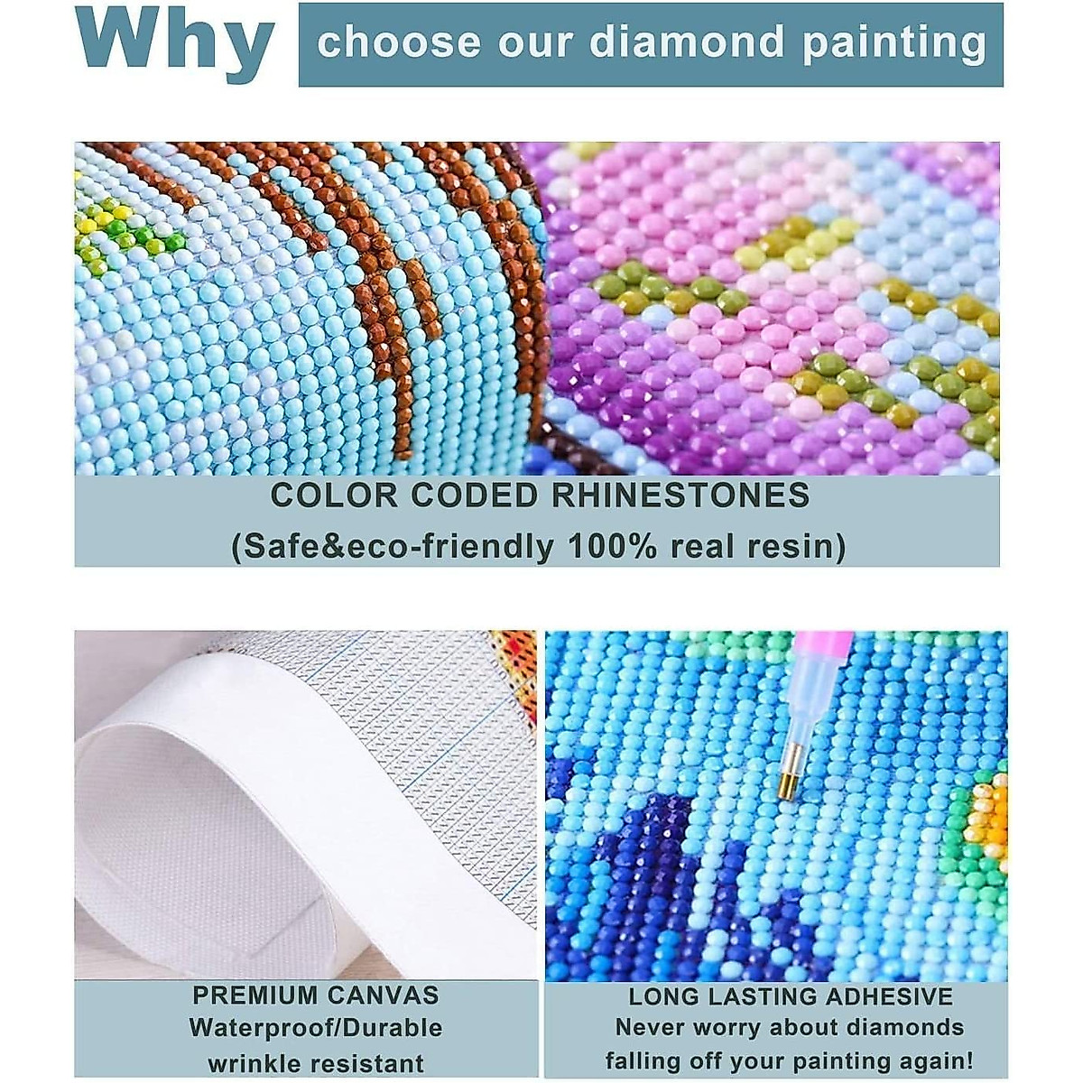 GemZono 3 Pieces Tarot Sun Moon & Stars Adult Diamond Painting Kit, 5D Diamond Art Round Full Diamond Painting Kit, Polka Dot Diamond Digital Painting Kit for Beginners (11.8x15.7in)