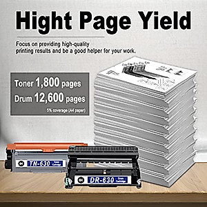 4-Pack (2Toner+2Drum) TN630 DR630 Compatible TN-630 Toner Cartridge and DR-630 Drum Unit Replacement for Brother HL-L2300D L2305W MFC-L2680W DCP-L2520DW L2540DW Printer Sold by Feromyink