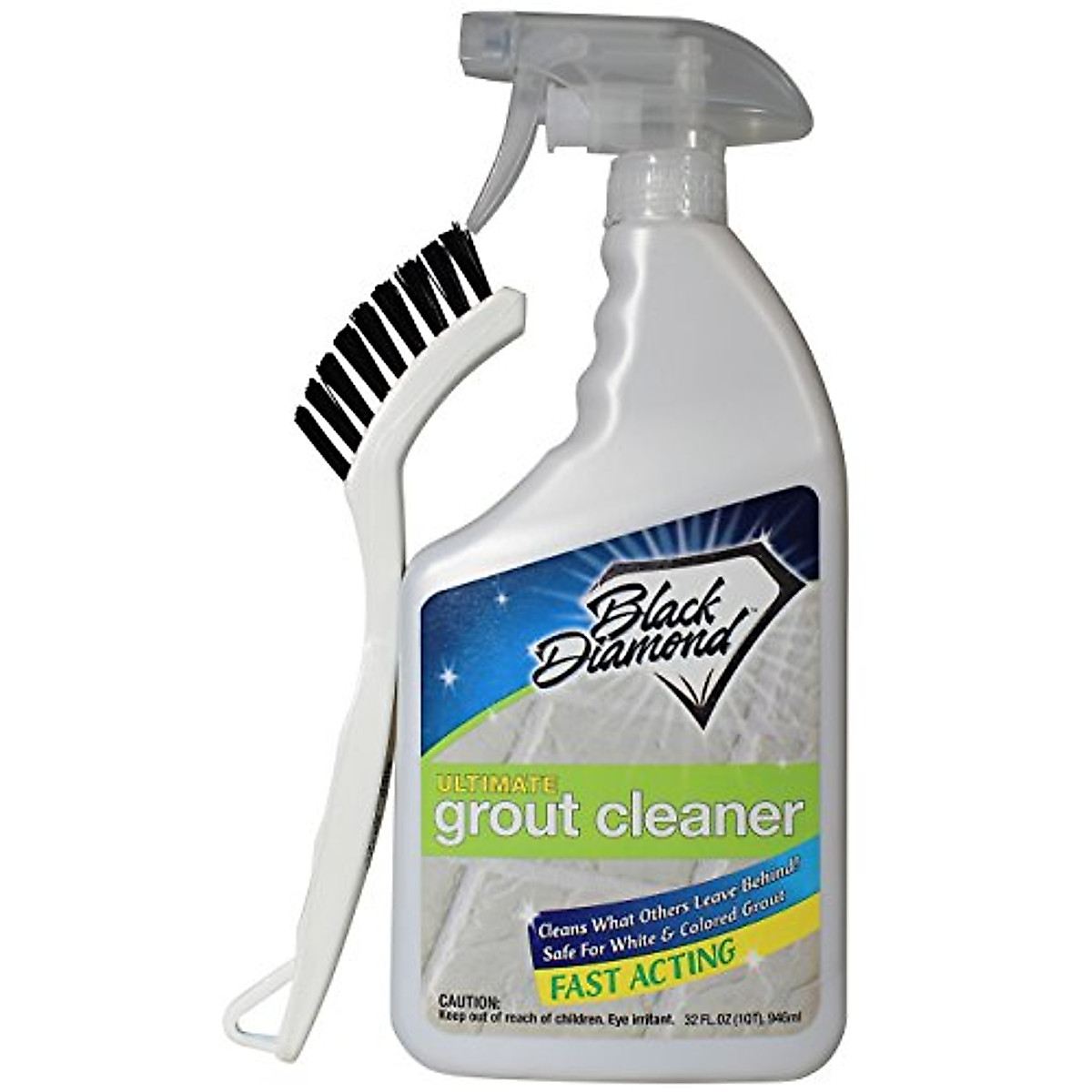 Black Diamond Stoneworks ULTIMATE GROUT CLEANER: Best Cleaner for Tile,Ceramic,Porcelain, Marble Acid-free Safe Deep Cleaner & Stain Remover for Even the Dirtiest Grout. (1-Quart/1-Brush)
