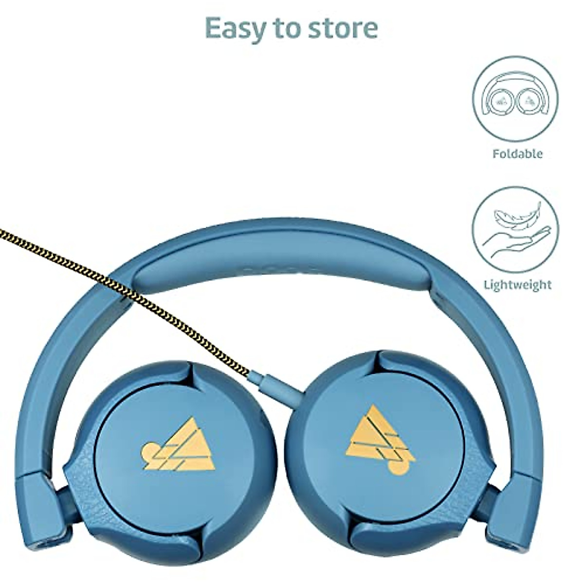POGS Kids Wired Headphones | The Elephant | Foldable and Durable Headphones for Kids 3+ with Volume Control, Microphone, Volume Limiter 85 dB | Music-Sharing Function | (3.2ft, 3.5mm)