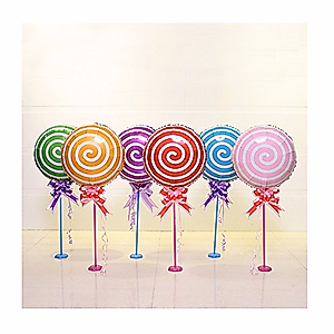 SOTOGO 31 Pieces Sweet Candy Balloons Round Lollipop Balloon Birthday Wedding Party Balloons Candy Dot Balloons Aluminum Balloons