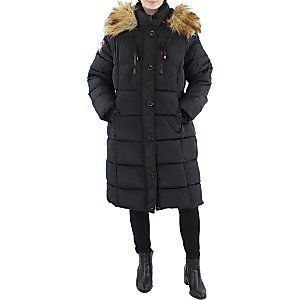 CANADA WEATHER GEAR Womens Long Cold Weather Parka Coat Black L