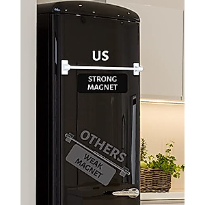 Skywin Magnetic Towel Holder for Refrigerator - 1 Pack Small Magnetic Curtain Rod for Metal Door with Adjustable Length - Fits Towels and Easily Attachable (White)