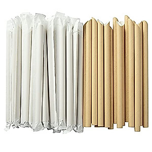 ALINK 50 Striped Paper Boba Straws + 50 Wrapped Paper Boba Straws