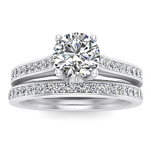 5/8 Carat Diamond Engagement Wedding Ring Set in 10k White Gold (H-I, I2-I3)