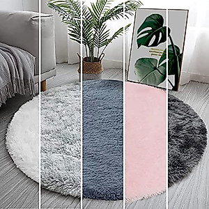 GumoHK 4x4 Soft White Round Rug for Bedroom Modern Fluffy Circle Carpet for Kids Girls Baby Room Shag Rug Indoor Shaggy Plush Circular Nursery Rugs Cute Cozy Area Rugs for Living Room