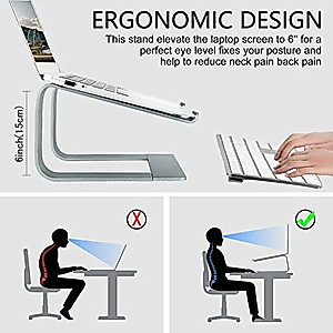 Urmust Laptop Stand for Desk Aluminum Computer Stand for Laptop Riser Holder Notebook Stand Compatible with MacBook Air Pro, Dell, HP, Lenovo Samsung, Alienware All Laptops 11-15.6"(Bluish Gray)