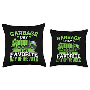 Garbage Day Is My Favorite Day - Trash Waste Truck Collector Throw Pillow