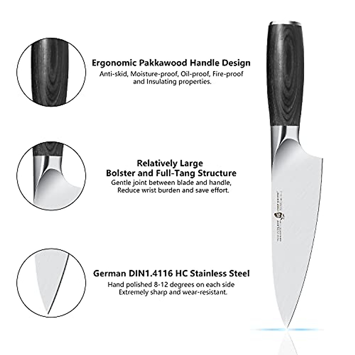 TUO 6 inch Chef Knife, Kitchen Knife Gyuto chef Knife, German High-Carbon Stainless Steel, Comfortable Pakkawood Handle, Full Tang with Gift Box, Goshawk Series