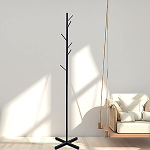 XUANIIIL Modern Metal Coat Rack with 7 Hooks and Cross Base, Free Standing Heavy Duty Hanger Stand, Hall Tree for Entryway, Home Office Clothes Hats Bags Umbrella Purse Organizer (Black)