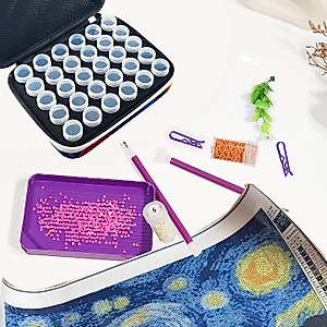 LIRUNQIU Diamond Painting Storage Containers, 30 Slots Diamond Art Accessories and Tools Kits Storage Box(Purple)