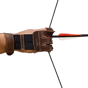 Hide & Drink, Three-Finger Archery Glove Handmade from Full Grain Leather - Bourbon Brown
