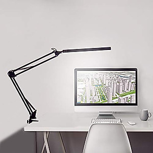 PSIVEN LED Architect Desk Lamp, Metal Swing Arm Dimmable Task Lamp, Eye Care Table Lamp with Clamp (3 Color Modes, 10-Level Dimmer, Memory Function) Highly Adjustable Office, Craft, Workbench Light