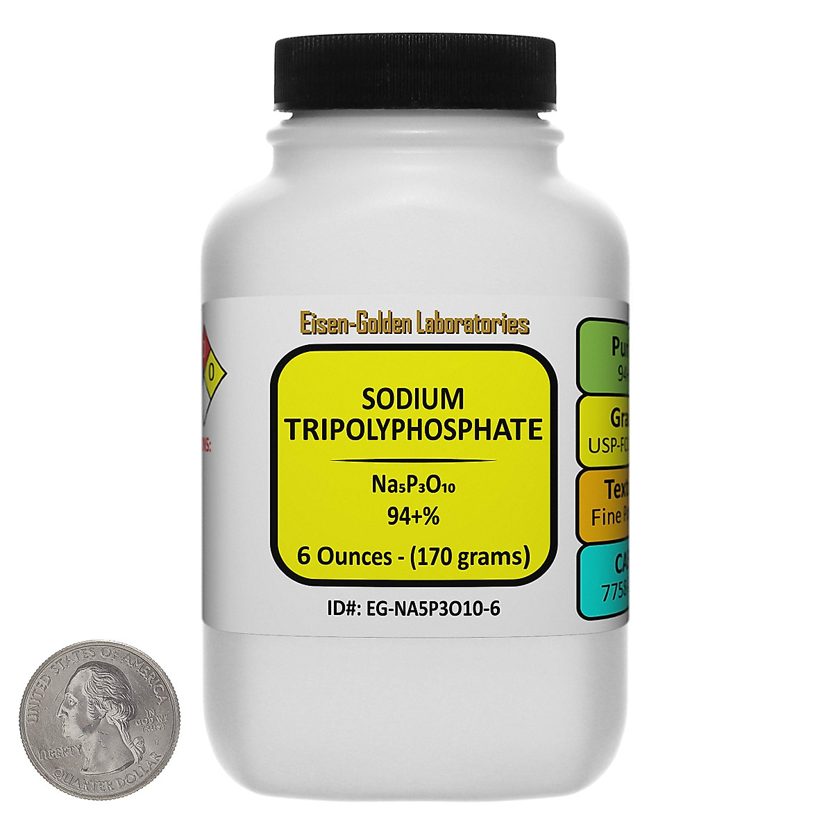 Sodium Tripolyphosphate [Na5P3O10] 94+% USP-FCC Food Grade Powder 6 Oz in a Bottle