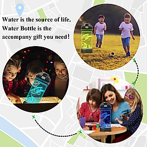 Attivolife Dragon Watter Bottle, 3D Illusion Glowing LED Light with 7 Color Changing Lights - 14 0z BPA Free - Creative Ideal Travel Cup Dinosaur Gift for School Boy Kid Child Holiday Camping Picnic