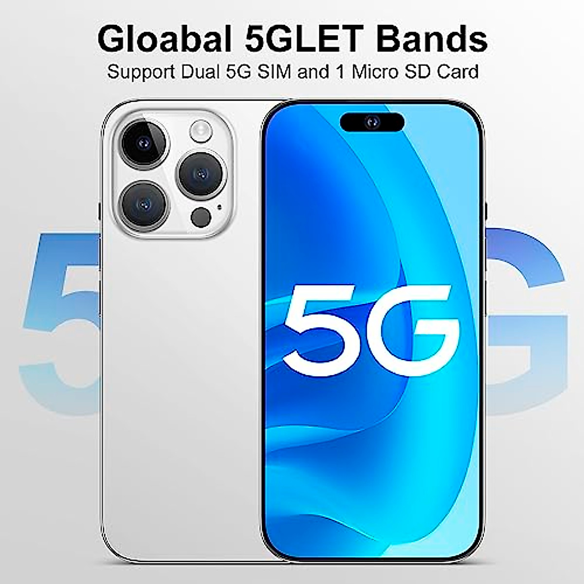 ExAchat A14 Unlocked Phone 6.82" FHD+ Display 90Hz, 72MP Camera 6800mAh,4GB+128GB/256GB Dual SIM Unlocked Cell Phone 5G with Headset/GPS Fingerprint/Face ID