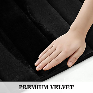 BYSURE Black Memory Foam Bathroom Rug Set 3 Piece Non Slip Extra Absorbent Shaggy Bathroom Mats and Rugs Sets, Soft & Dry Bath Mat Sets for Bathroom Washable Carpets Set