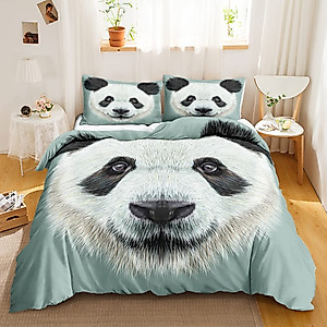 CVHOUSE Panda Duvet Cover Set Twin,Panda Bedding Set for Boys Girls,Animal Comforter Cover,Cute Cartoon Pandas Quilt Cover Set,1 Quilt Cover 2 Pillowcases 3 Piece