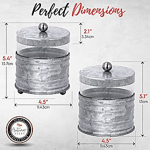 Autumn Alley Galvanized Bathroom Apothecary Jars Set, Farmhouse Bathroom Jars Qtip Holder Glass Dispenser- Rustic Vanity Organizer with Lids for Cotton Balls, Swabs, Rounds, Bath Salts 2-Glass Jars