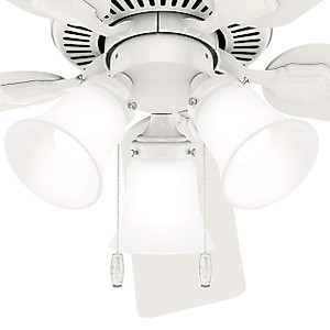 Hunter Fan 52 Inch White Indoor Ceiling Fan with LED Light Kit and Pull Chain for Living Room, Bedroom, Basement, Kitchen, Office (Renewed)