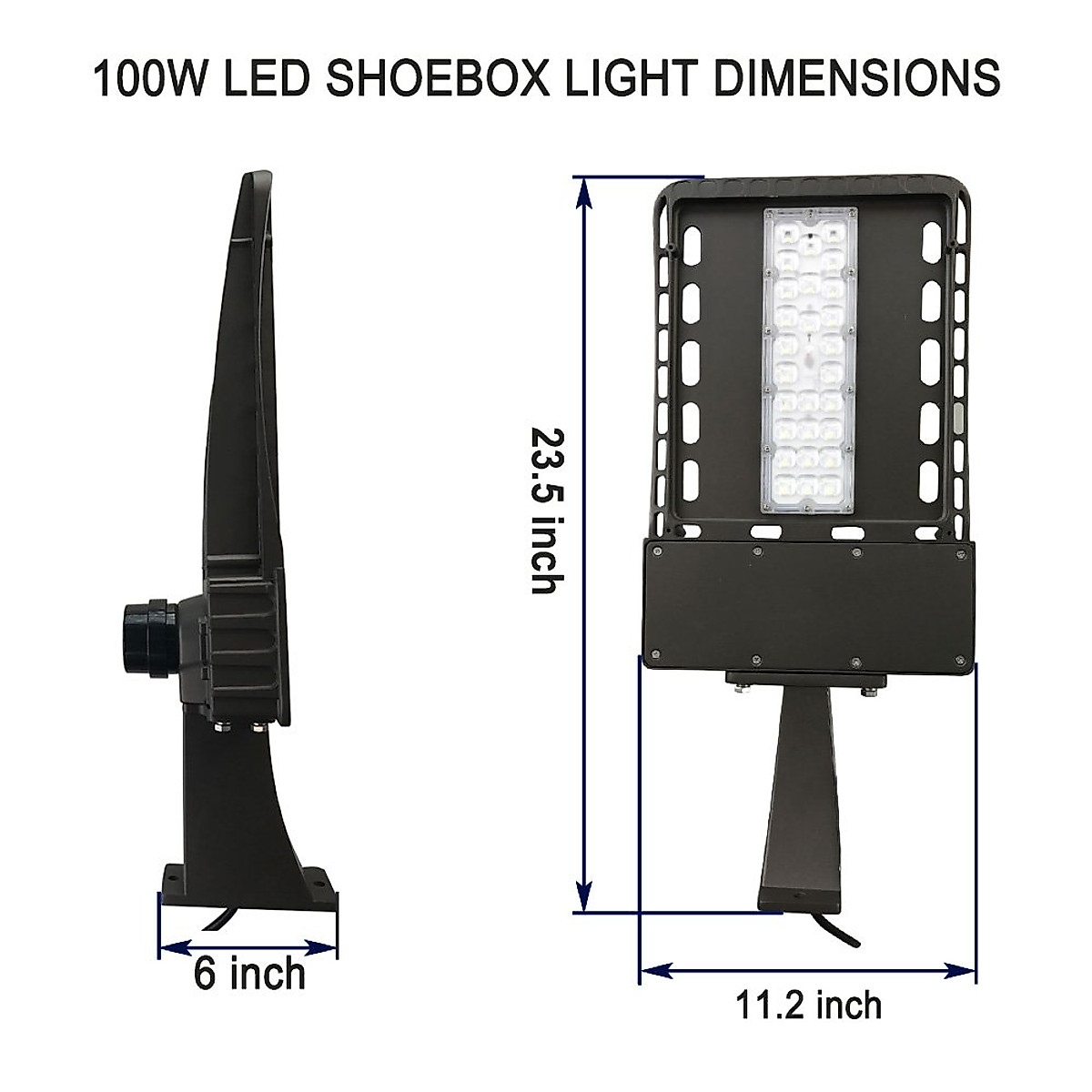 1000LED LED Shoebox Pole Light, 100W (300W Eq.) 12,000Lm, Street Light, Parking Lot Flood Light, AC110-277V, 5000 Kevin Daylight, Area Light Arm Mounted