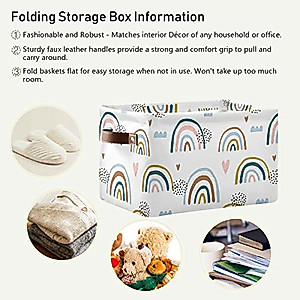 xigua Cartoon Rainbow Rectangular Storage Bin Canvas Square Storage Basket with Handles for Home,Office,Books,Nursery,Kid's Toys,Closet & Laundry,Gift Basket