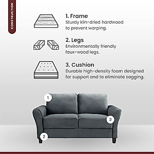 Lifestyle Solutions Austin Loveseat, Light Slate Grey