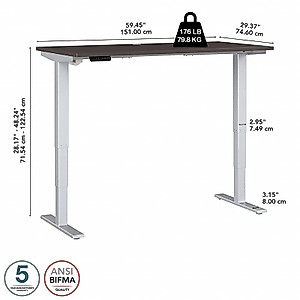 Bush Business Furniture Move 40 Series Height Adjustable Desk, 60W x 30D, Storm Gray