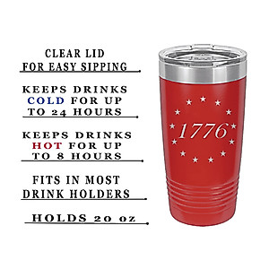 Rogue River Tactical Betsy Ross 1776 American USA Flag 20 Oz. Travel Tumbler Mug Cup w/Lid Vacuum Insulated Hot or Cold Military Vet Gift (Red)