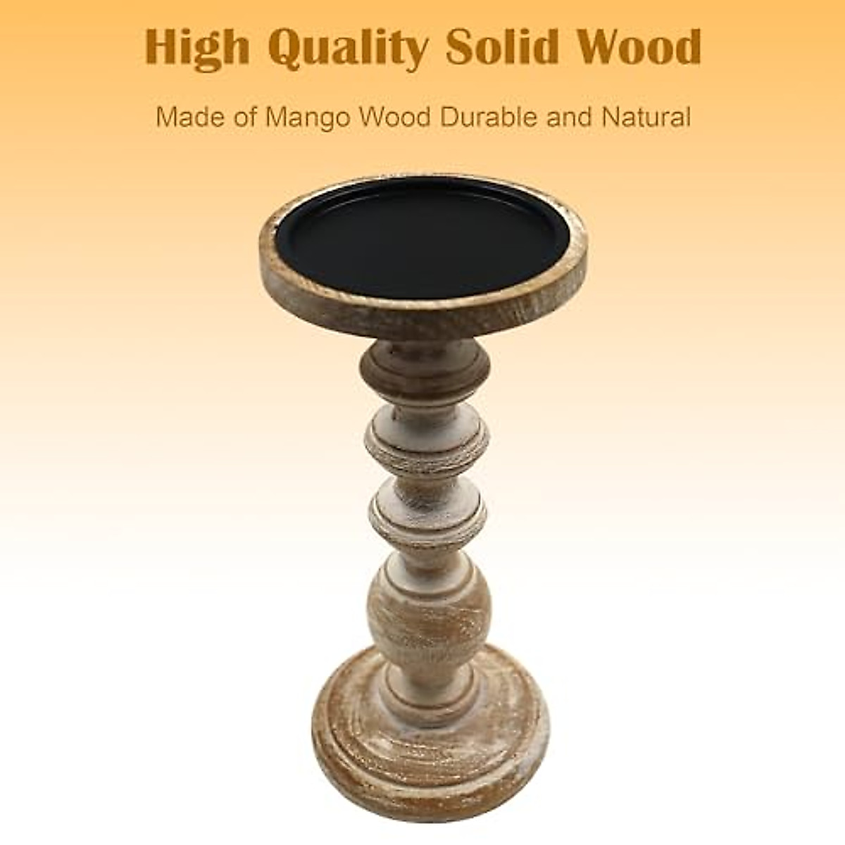 Hosley Set of 2 Natural LED Wooden Pillar Candle Holder 11" High, Country Style Ideal Gift for Wedding Party Home Spa Reiki, Aromatherapy Settings LED Votive Candle Gardens