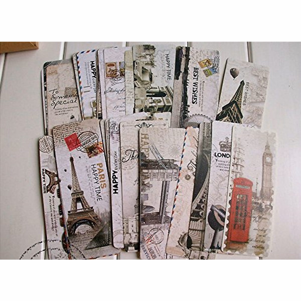 AKOAK 30 Piece Set Vintage European Scenes Retro Old Travel Postcard Bookmarks,Note Pads,Memo Pads