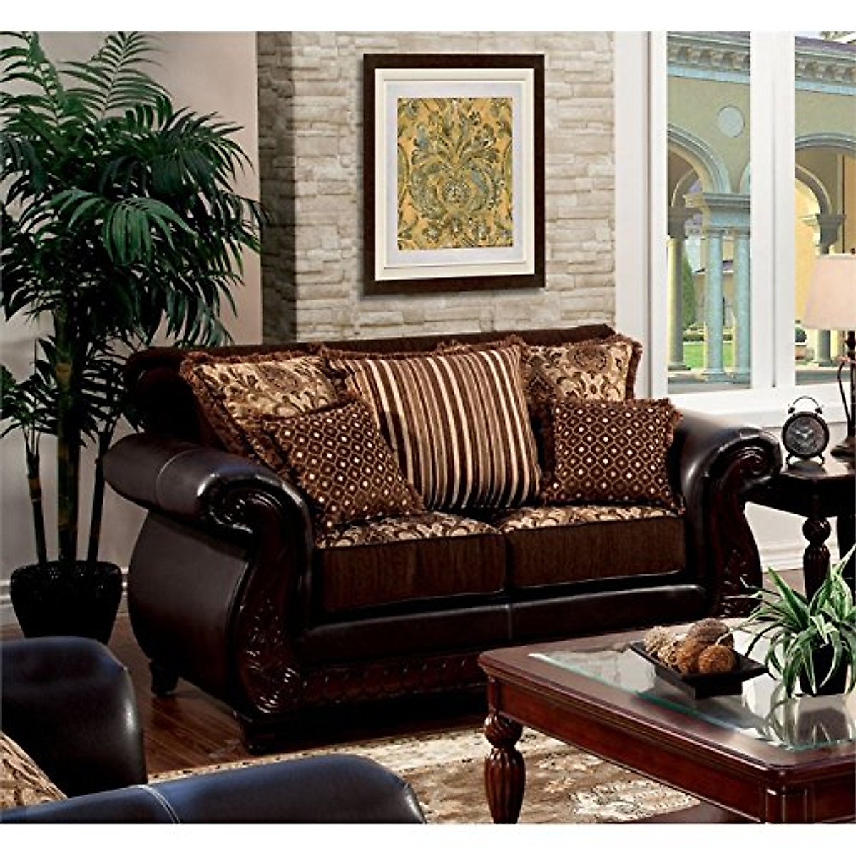 Furniture of America IDF-6106-LV Loveseat, Dark Brown