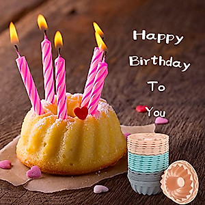 Silicone Molds, FGSAEOR Cupcake Liners (24-Pack) Donut Cake Pan, Reusable Baking Supplies, Muffin Pan Nonstick Mold Holders Mini Pumpkin Shape for Party Halloween Christmas Bakery