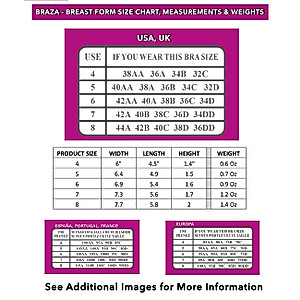 Braza - Foam Mastectomy Breast Form Prosthesis Bra Insert Pads - Size 8