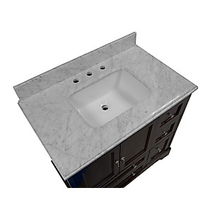 Madison 36-inch Bathroom Vanity (Chocolate/Carrara): Includes Chocolate Cabinet, Authentic Italian Carrara Marble Countertop and White Ceramic Sink
