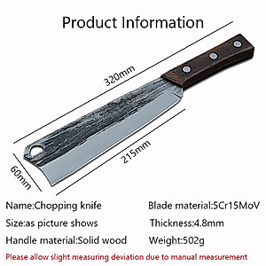 Meat Cleaver Knife, Hand forging Bone Chopping knife Kitchen Chef Butcher Knives with Wood Handle Chinese Knife Cleaver Cutting Outdoors Tools