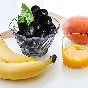 Elsjoy Set of 12 Plastic Dessert Bowls, 5.7 Oz Mini Appetizer Cup Clear Small Snack Bowls, Small Plastic Ice Cream Bowls for Candy, Nut, Fruits, Flower Shape