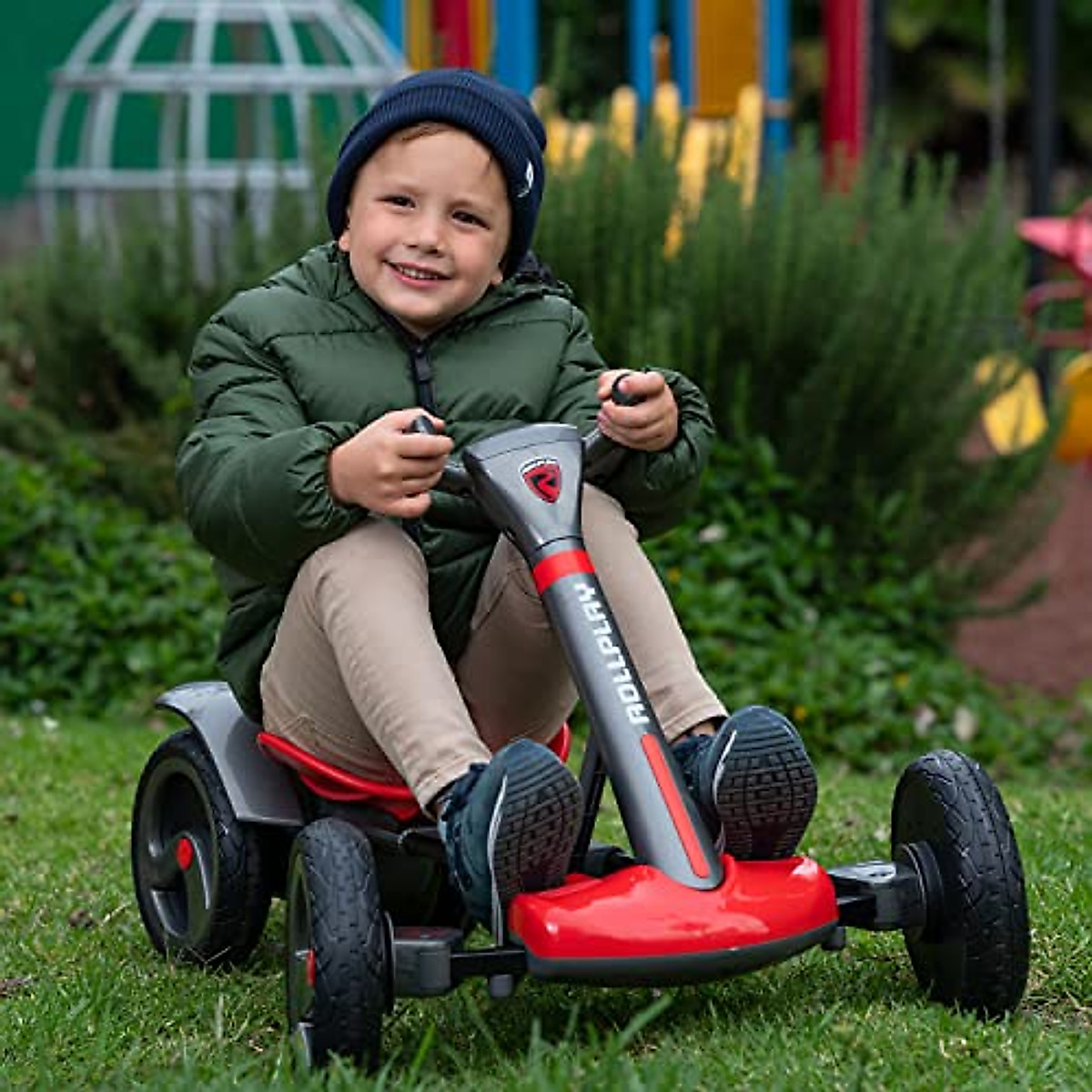 Rollplay Flex Kart 6V Electric Go Kart for Children Aged 2-5 Featuring Space-Saving Folding Function, Easy Push Start Button, and a Top Speed of 2 MPH, Green